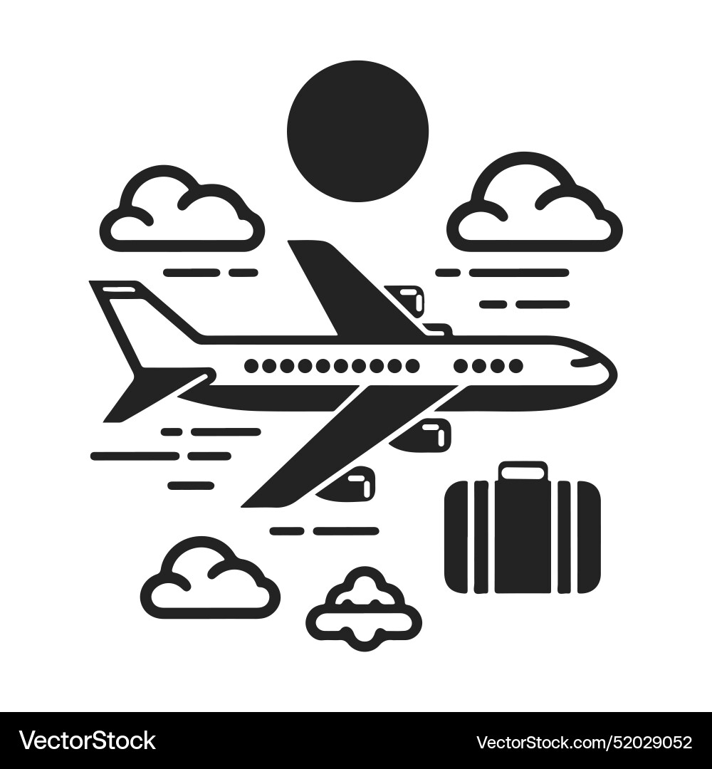 Airplane flight side view icon outline airplanes Vector Image