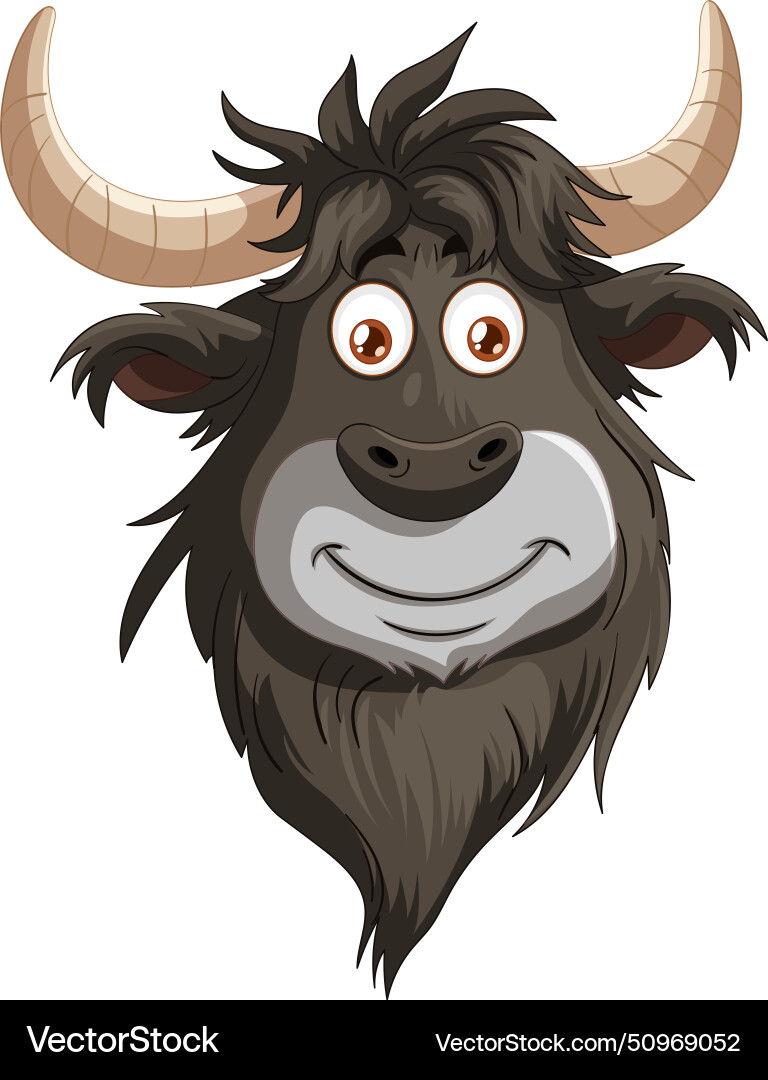 Graphic of a smiling friendly yak character Vector Image