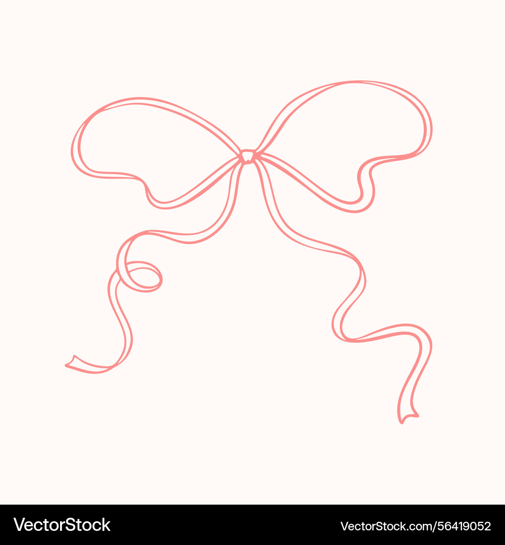 Hand drawn doodle ribbon bow cute line art Vector Image