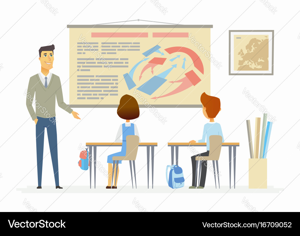 History lesson at school - modern cartoon people Vector Image