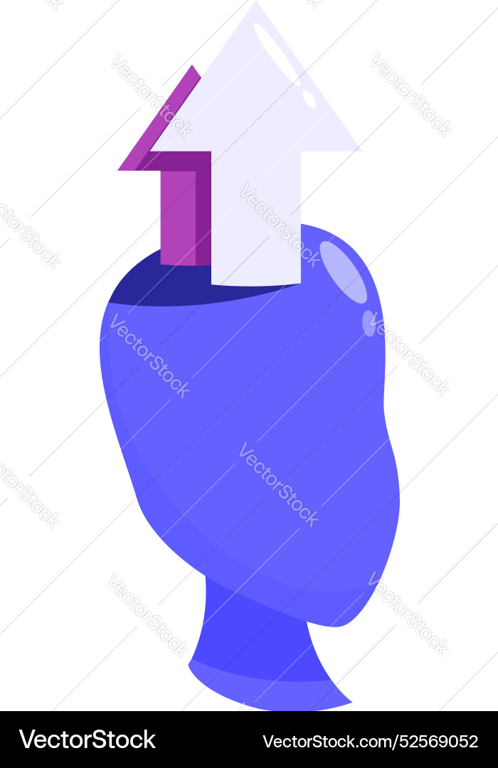 Human head with up arrow showing personal growth Vector Image