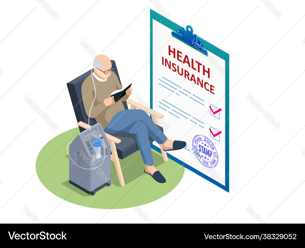 Isometric insurance policy medical Royalty Free Vector Image