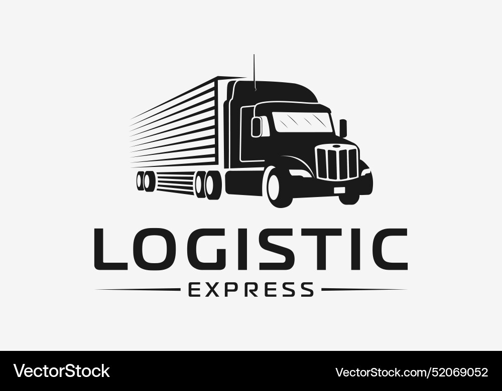 Monochrome logistic truck express logo design Vector Image