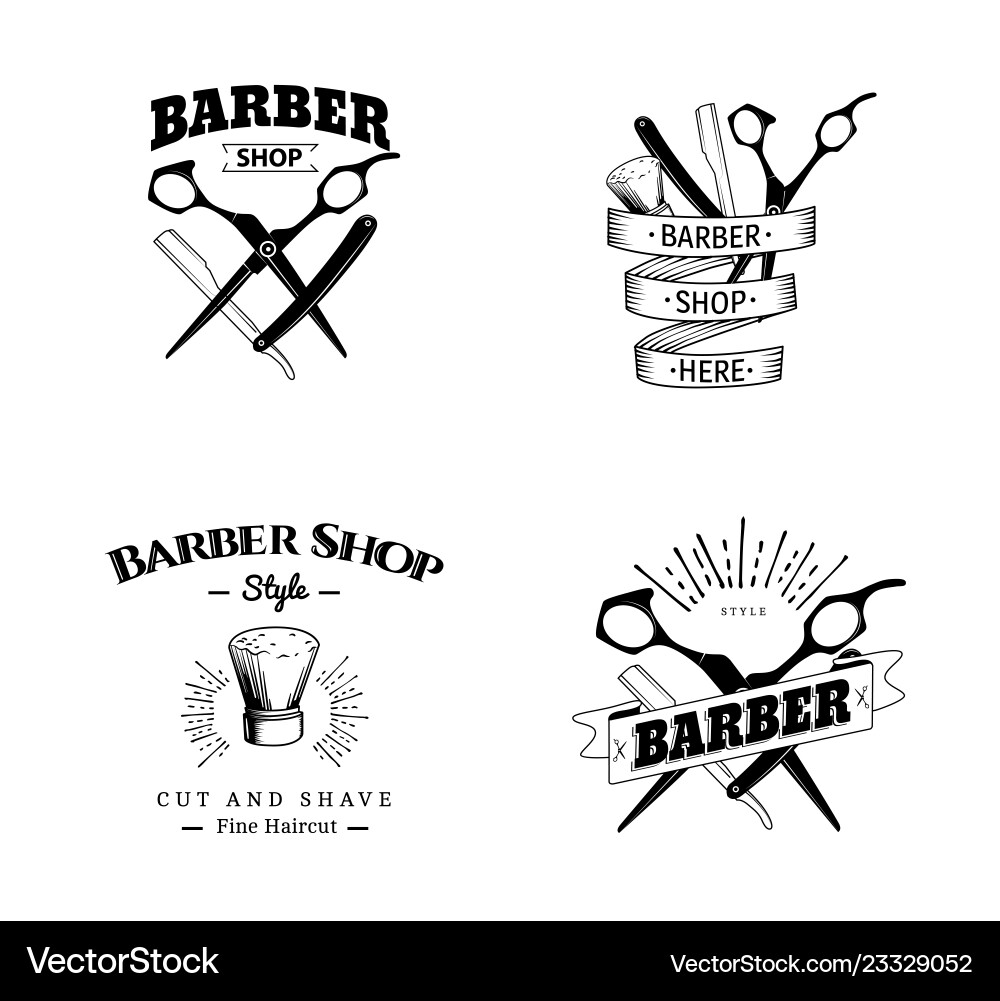 Set of retro barber shop emblems Royalty Free Vector Image