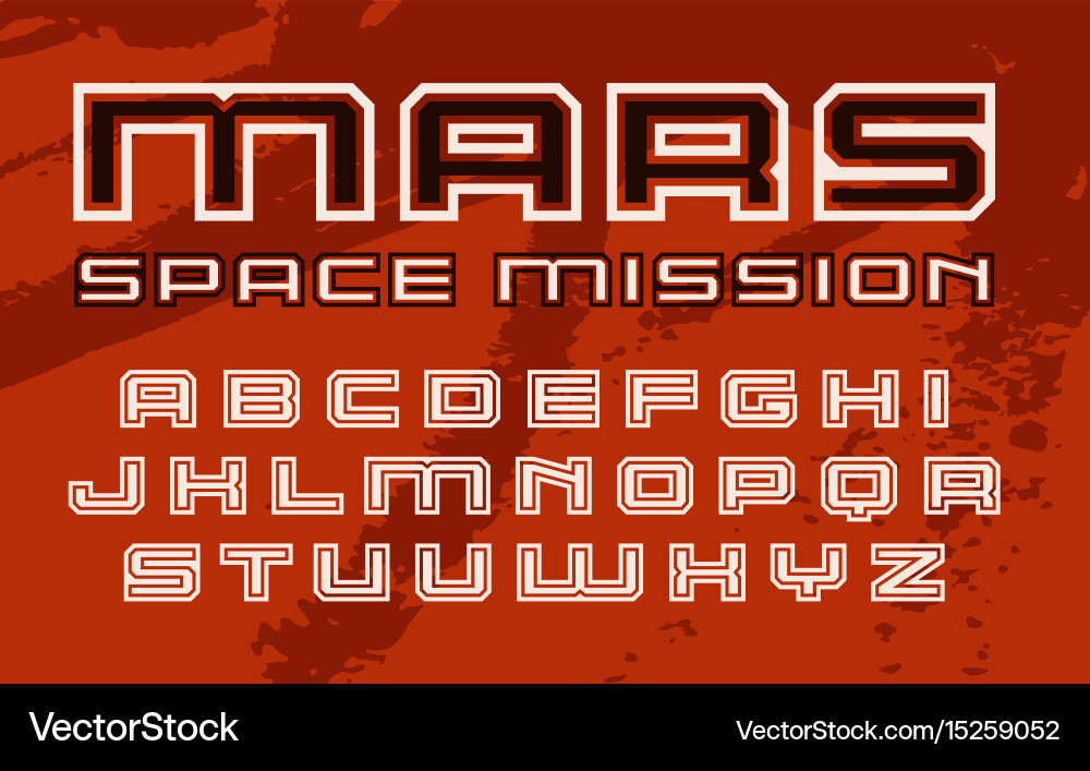 Square sanserif font with contour Royalty Free Vector Image