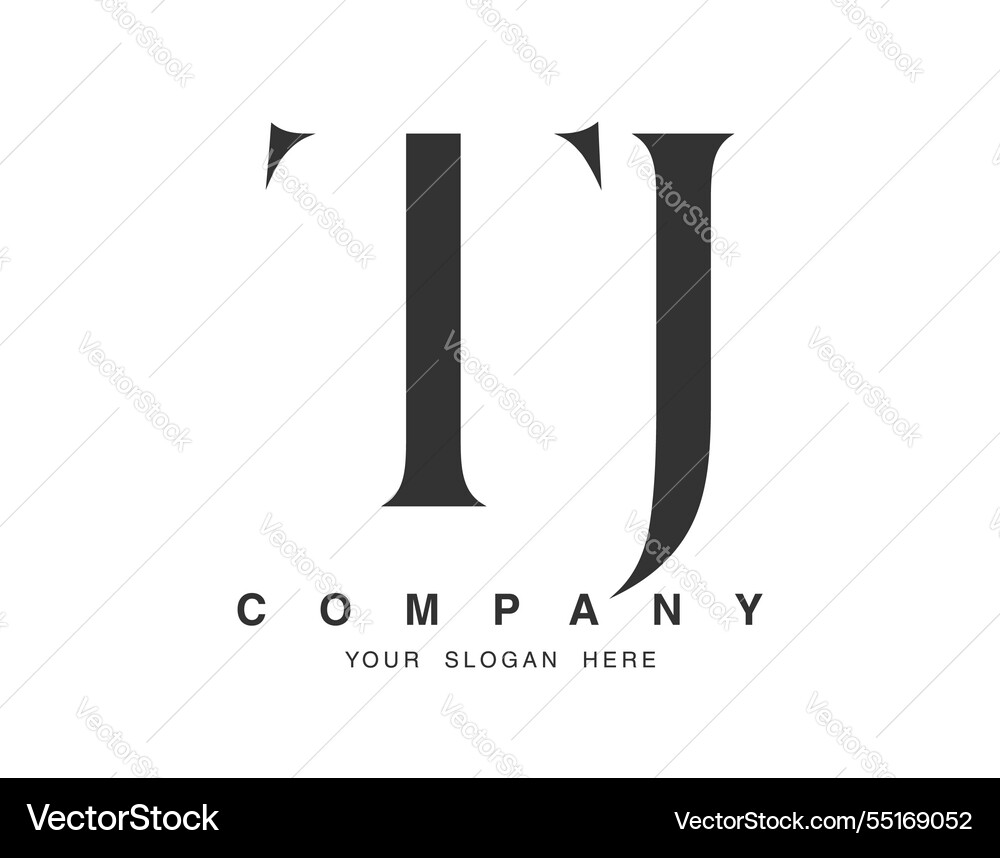 Tj logo design initial letter t und j serif schrift