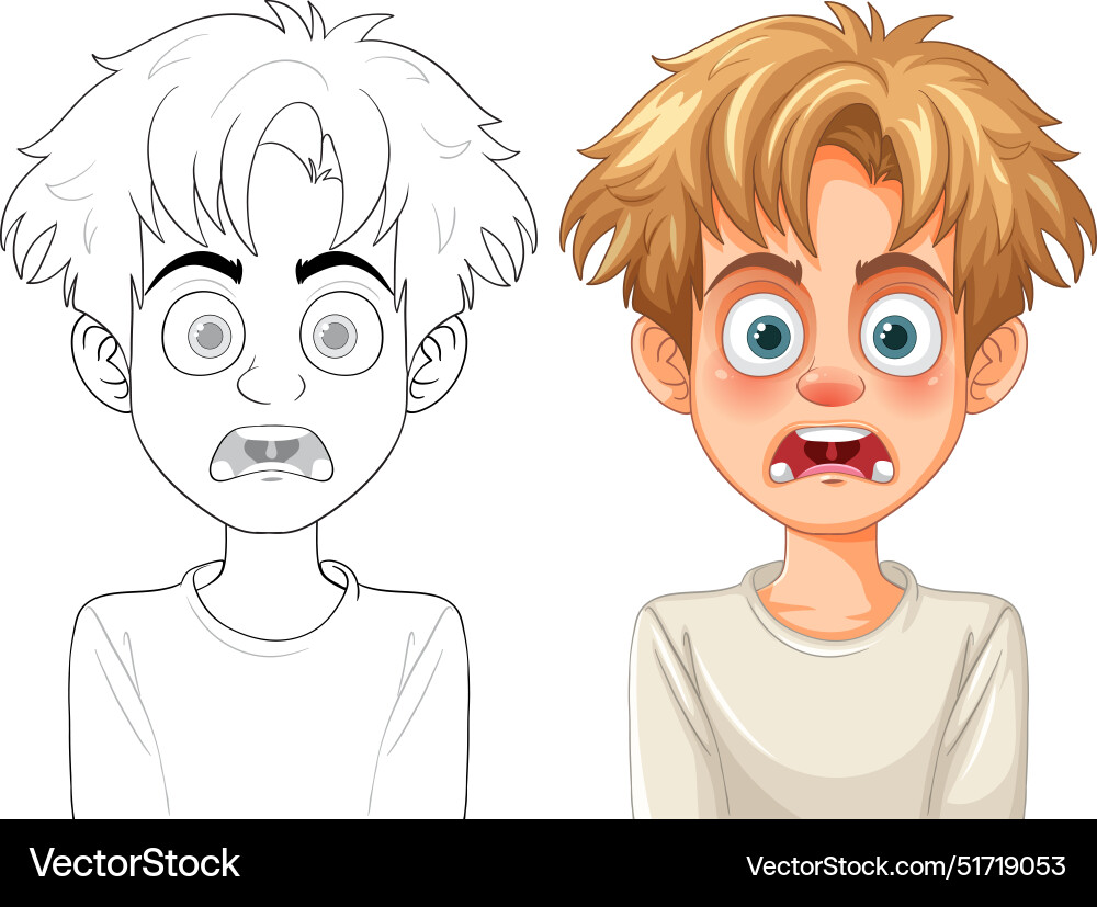 A boy with shocked facial expression Royalty Free Vector