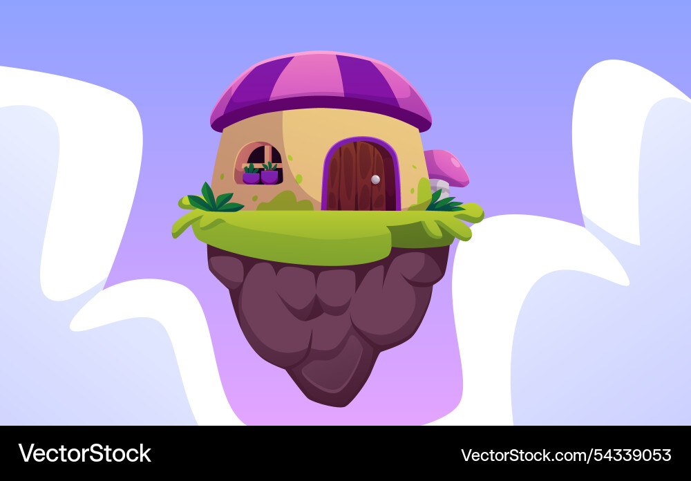 A flying platform with green grass Royalty Free Vector Image