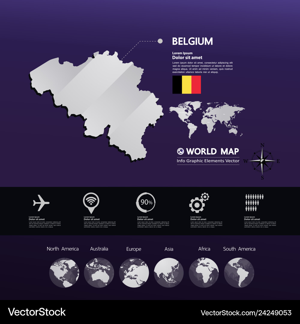 Belgium map Royalty Free Vector Image - VectorStock