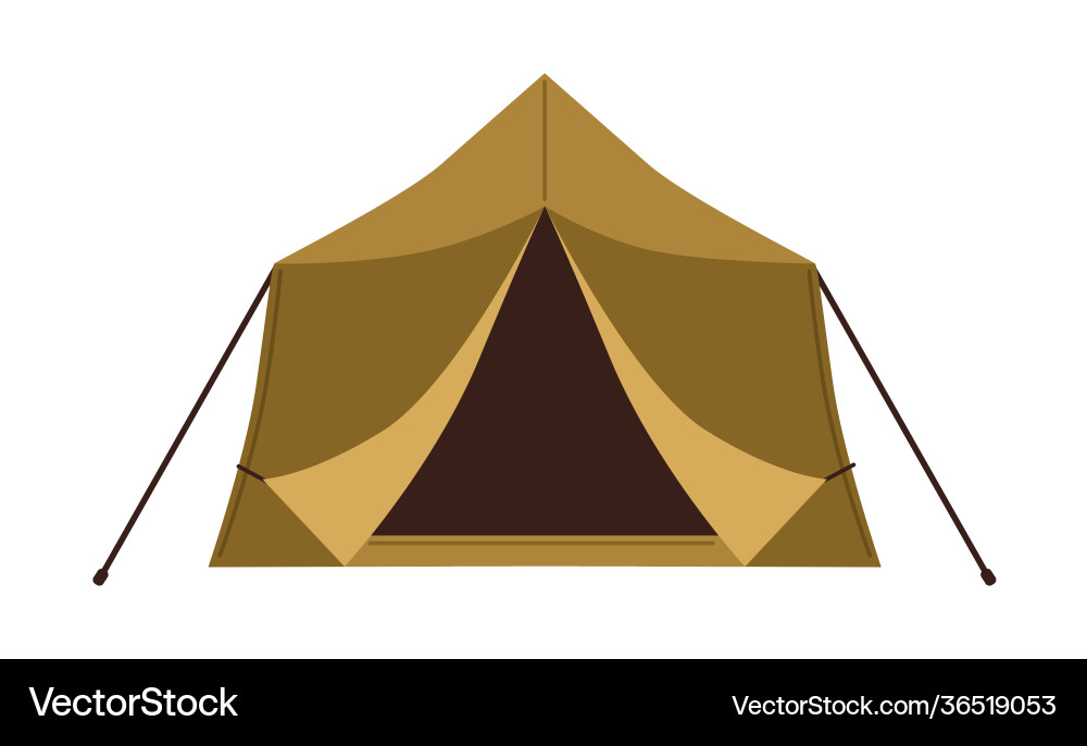 Front view canvas wall tent isolated on white Vector Image