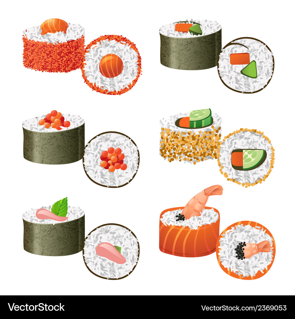 Great sushi set Royalty Free Vector Image - VectorStock
