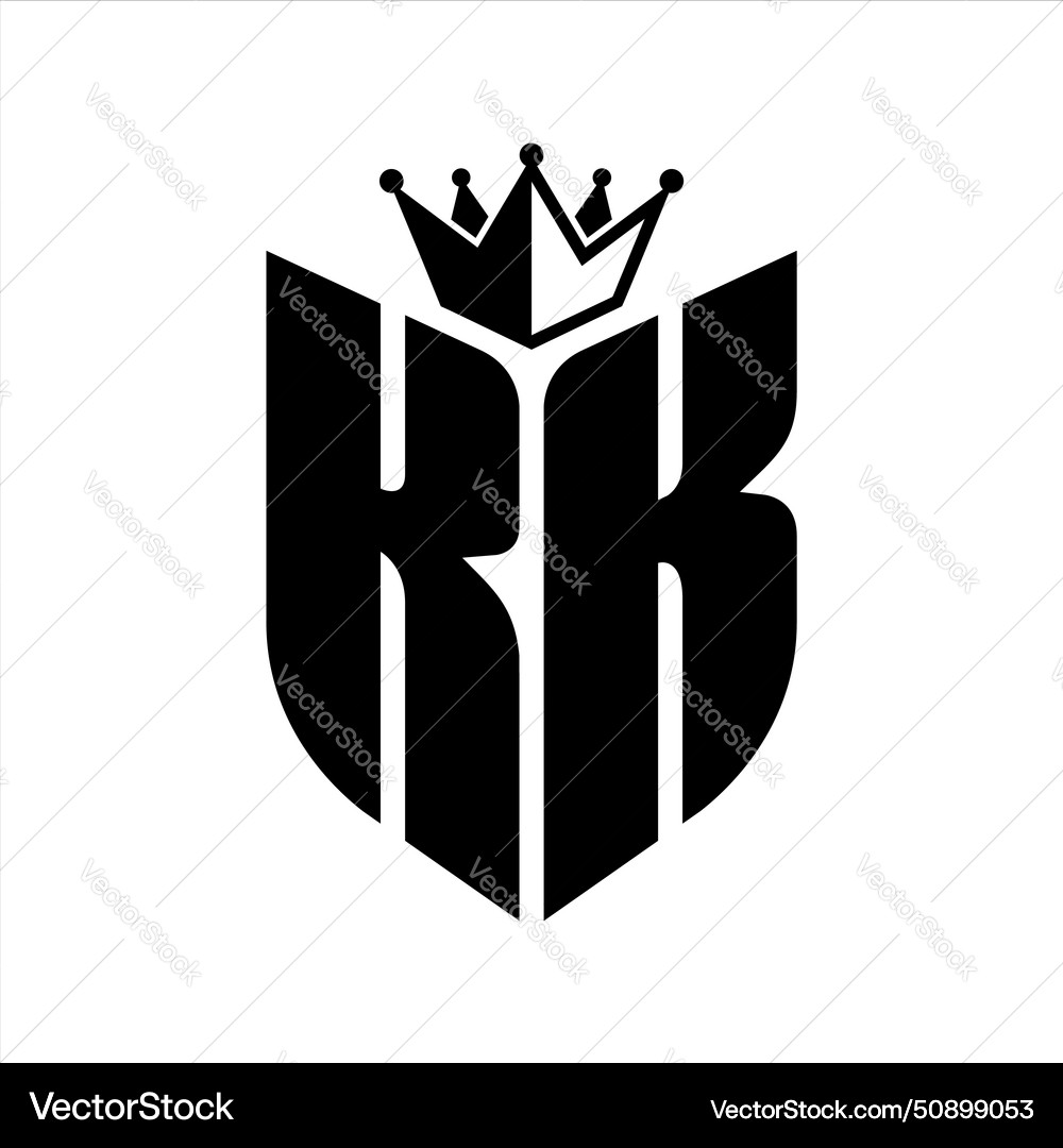 Kk letter monogram with shield shape crown Vector Image