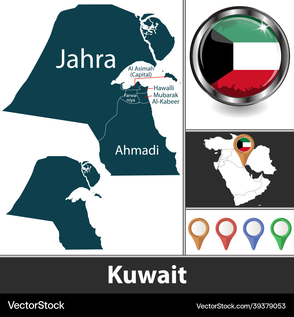 Map of kuwait Royalty Free Vector Image - VectorStock