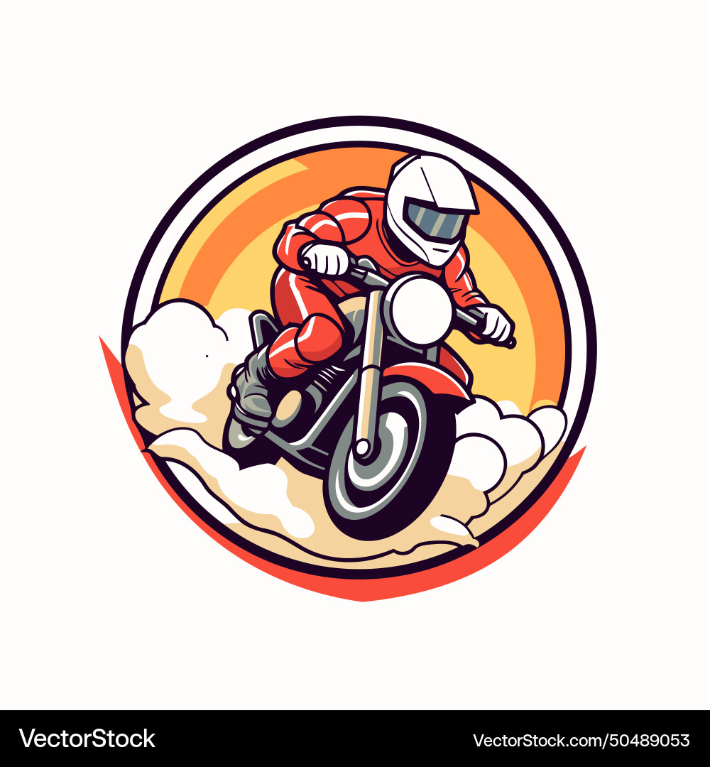 Mountain biker in helmet riding a motorcycle Vector Image