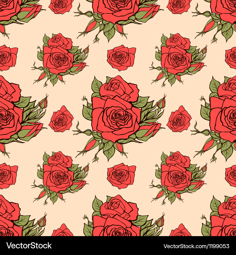 Seamless pattern with roses Royalty Free Vector Image