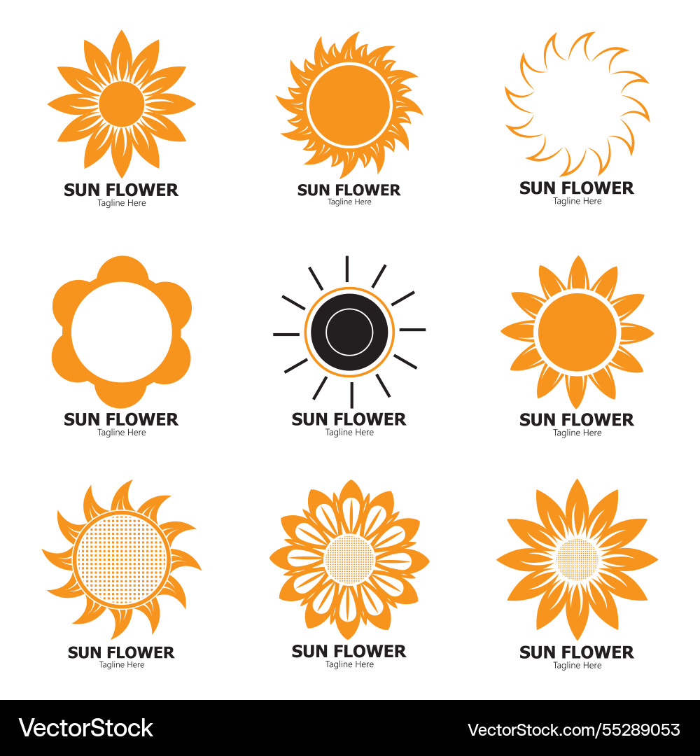 Sunflower logo design concept template Royalty Free Vector