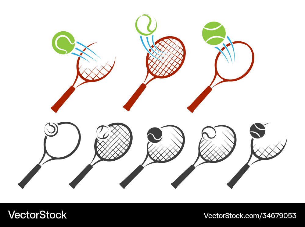 Tennis racket logo set Royalty Free Vector Image