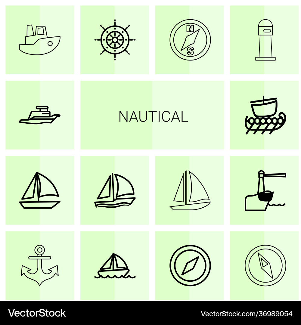 14 nautical icons Royalty Free Vector Image - VectorStock