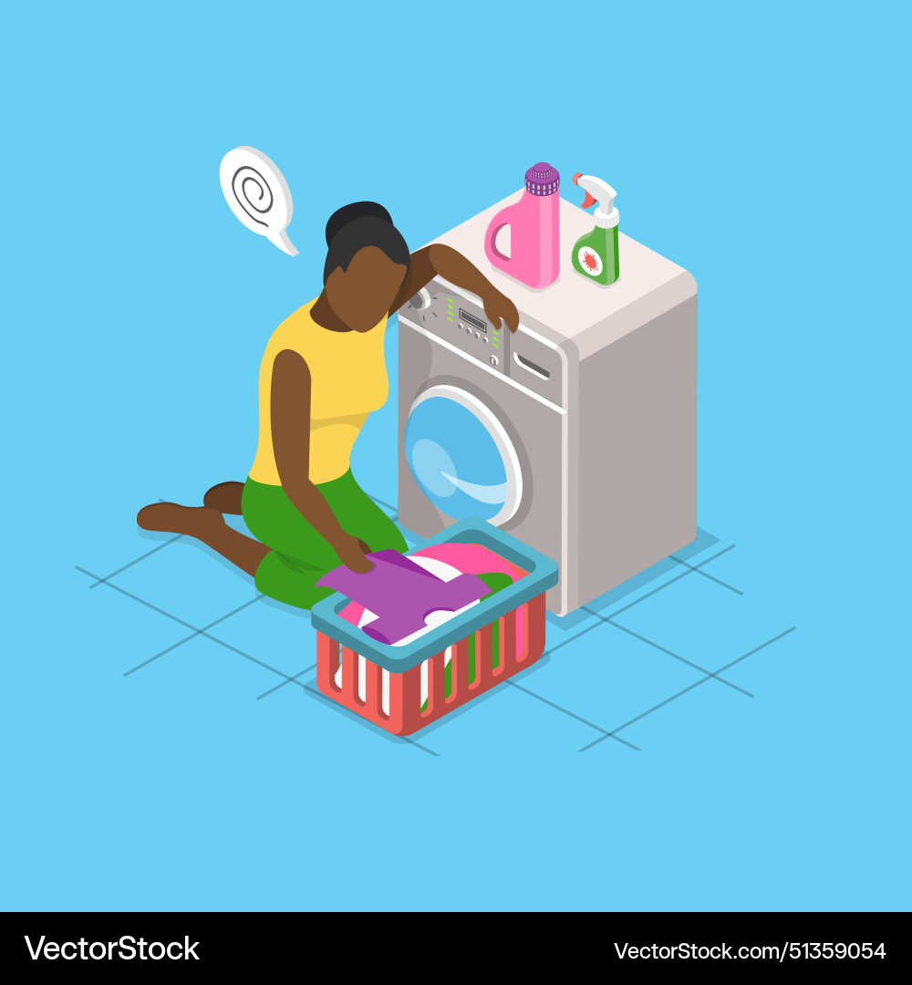 3d isometric flat of exhausted Royalty Free Vector Image