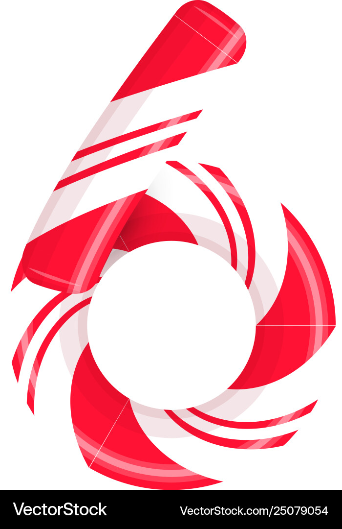 Cane letter 6 candy font element sweet Royalty Free Vector