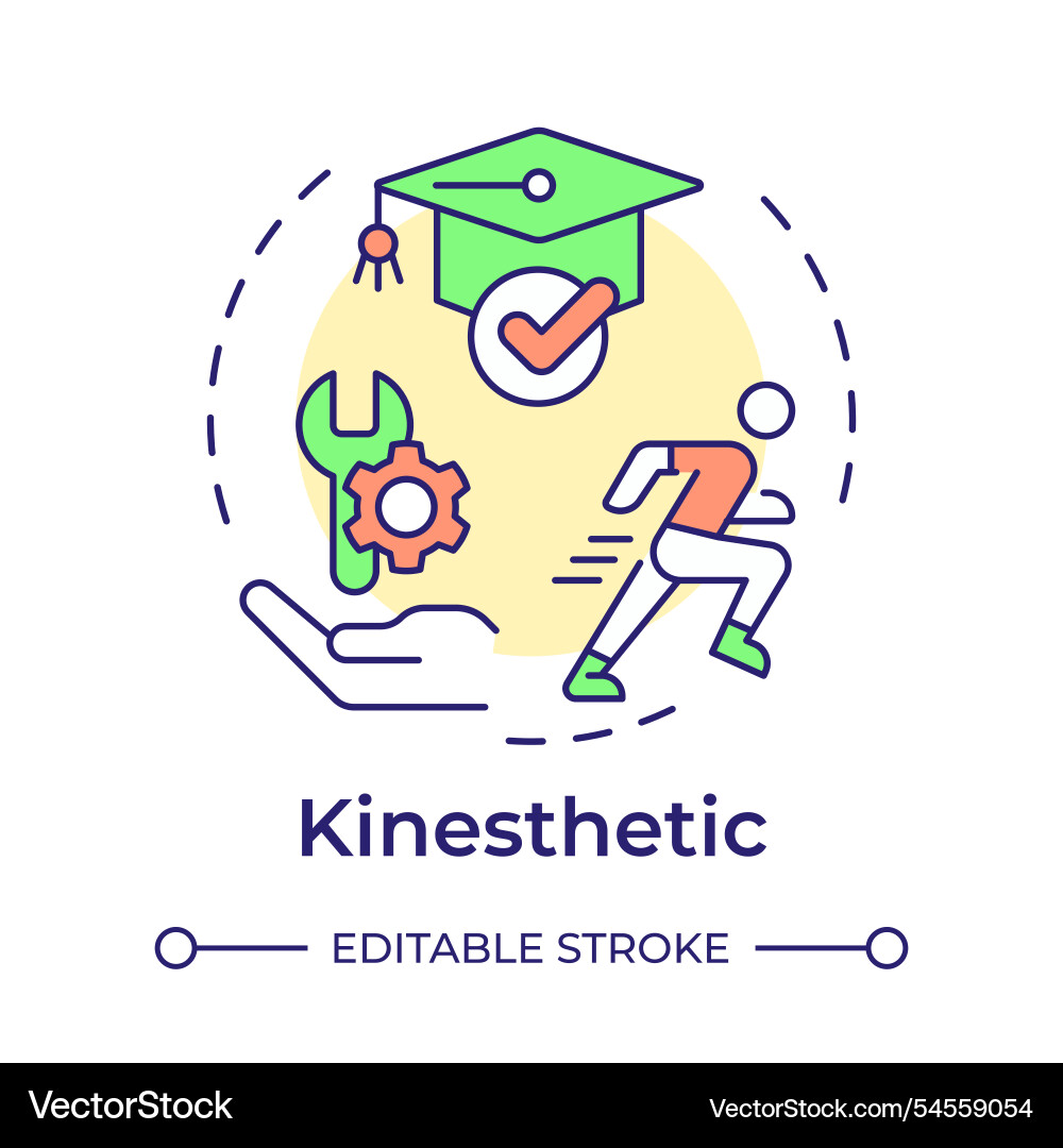 Kinesthetic learning multi color concept icon Vector Image