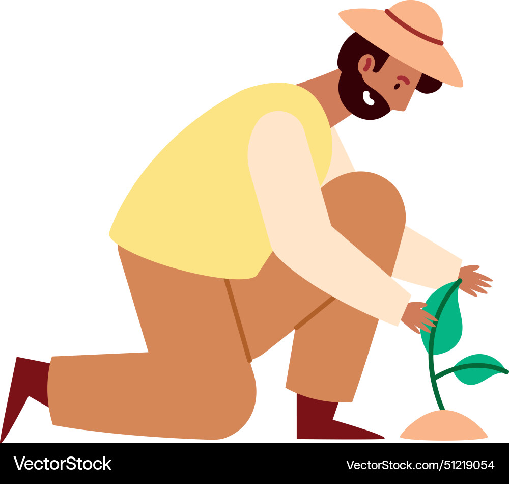 Man character planting tree Royalty Free Vector Image