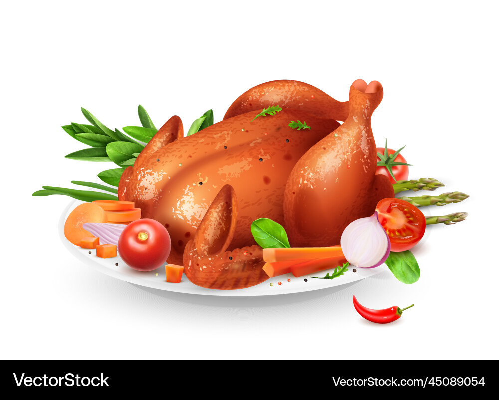 Realistic fried chicken Royalty Free Vector Image