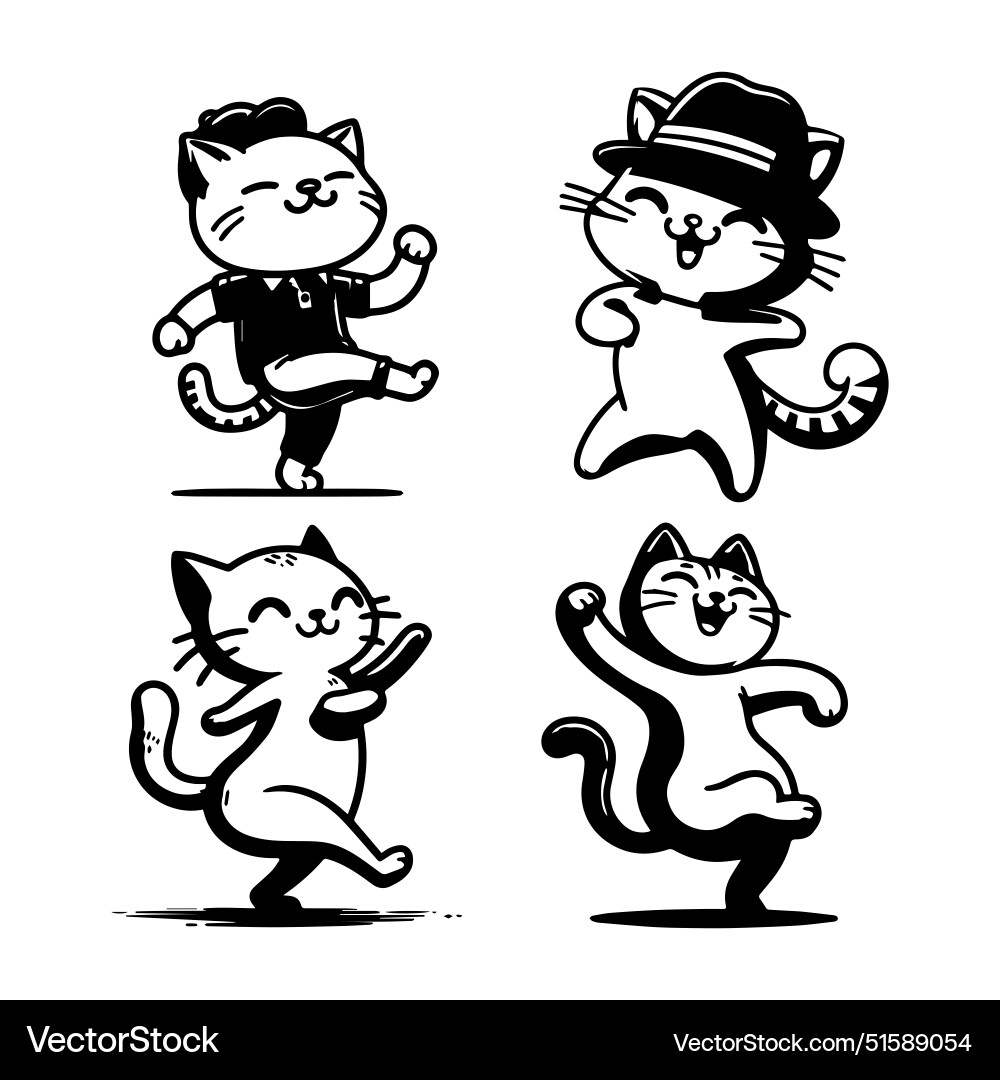 Set of cute cat hand drawn Royalty Free Vector Image