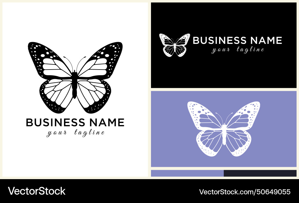 Butterfly line logo template Royalty Free Vector Image