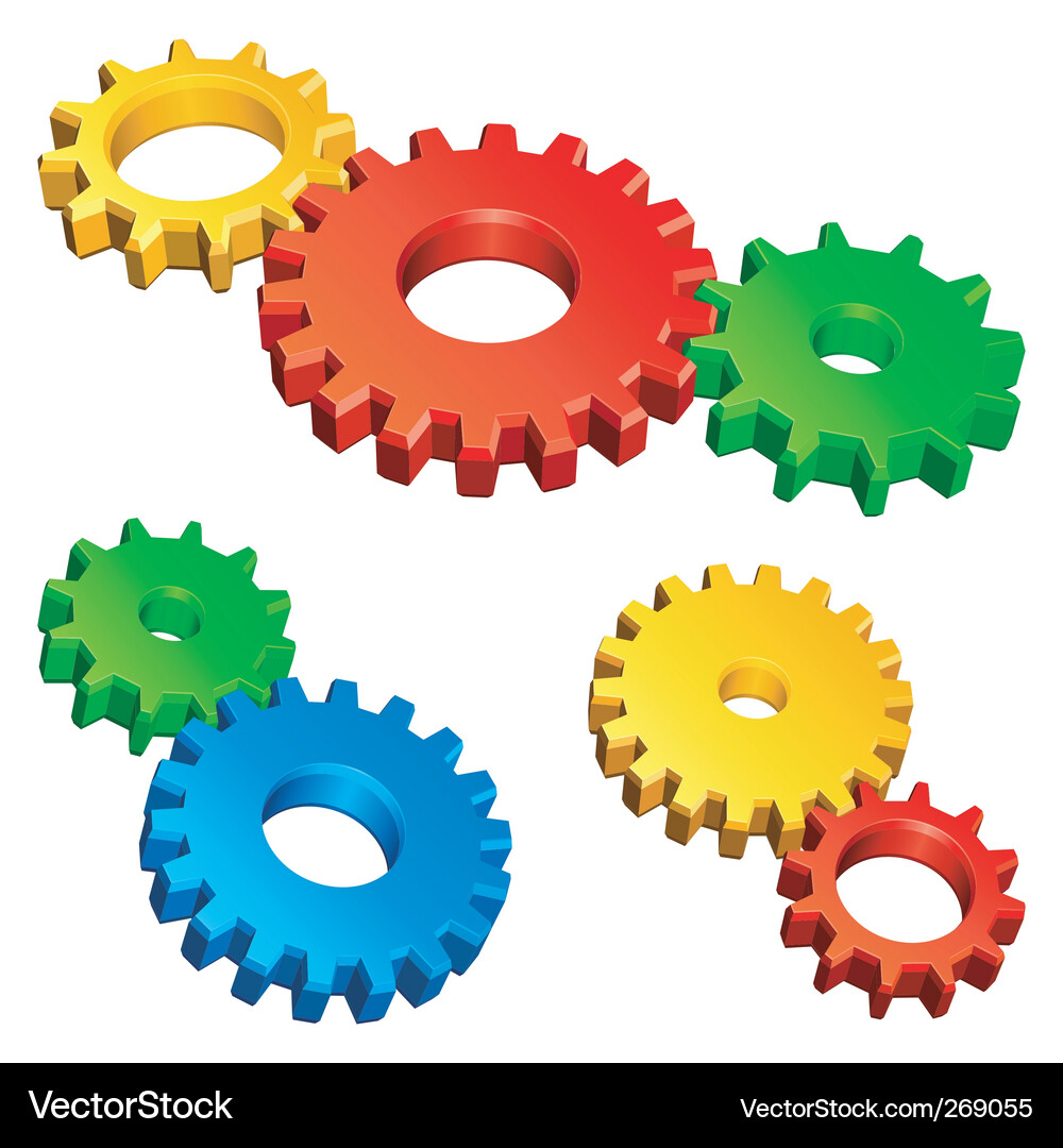 Colorful Gear Set Royalty Free Vector Image - VectorStock