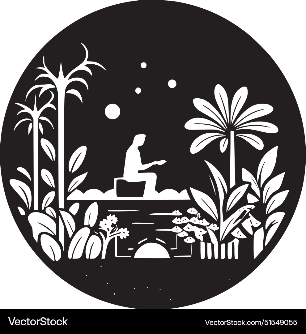 Garden - black and white Royalty Free Vector Image