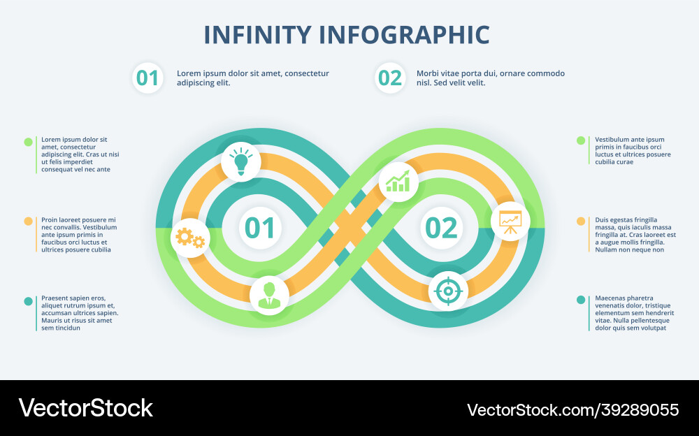 Infinity Infographic Loop Timeline Diagramm 2 Vektorbild