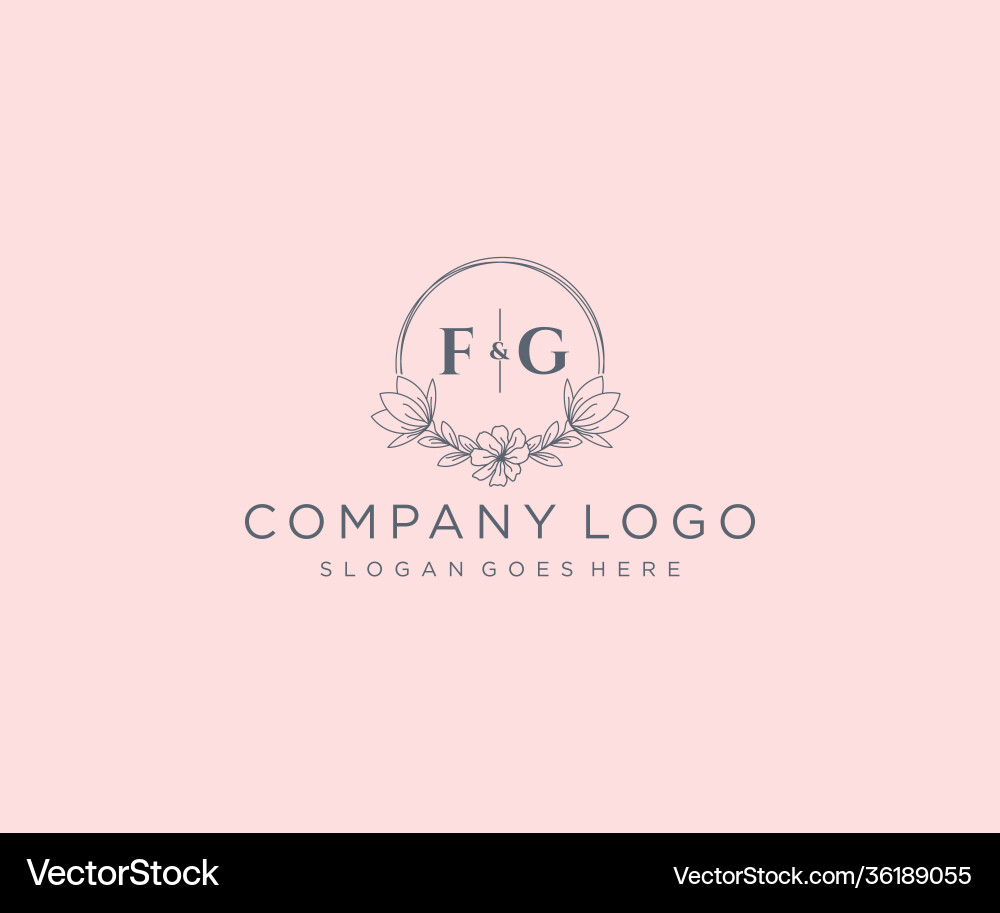 Initial fg letters floral frames unique Royalty Free Vector