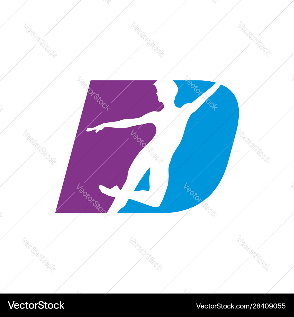 Letter d shape dancing silhouette graphic Vector Image