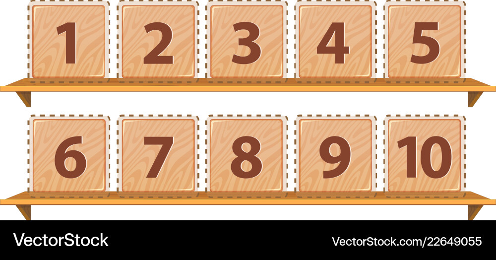 Math number on wooden template Royalty Free Vector Image