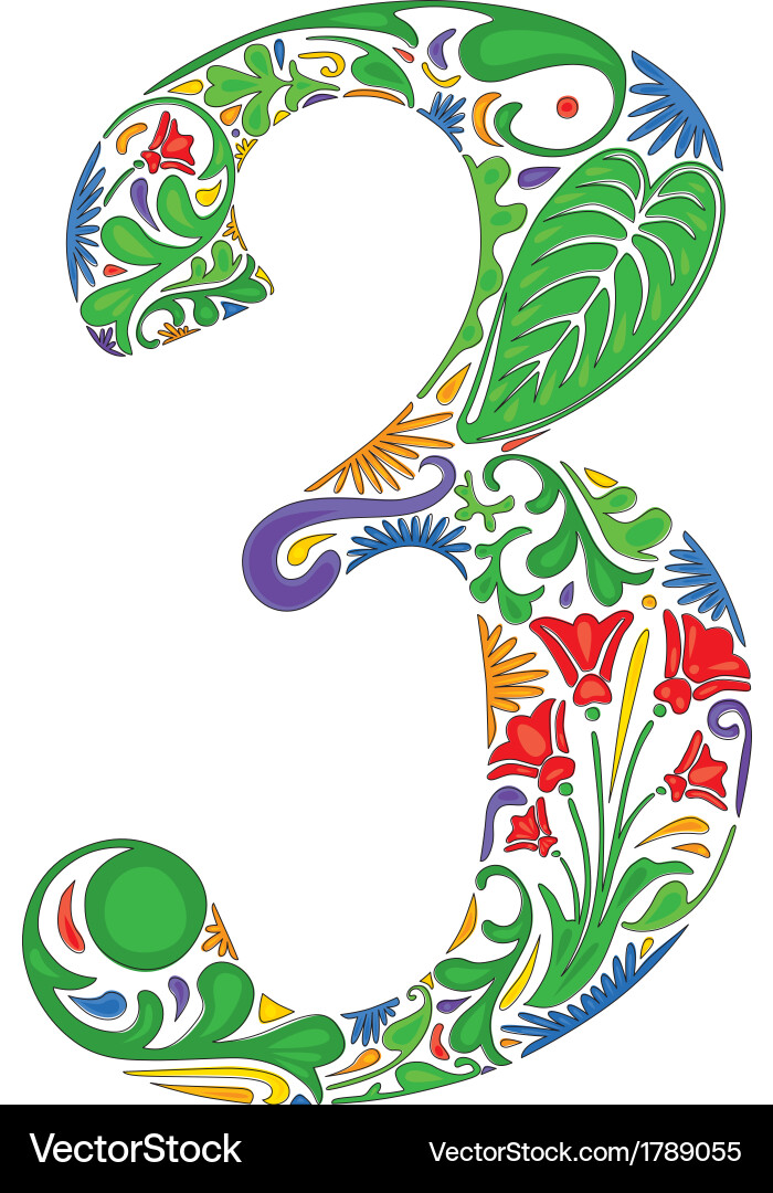 Number three Royalty Free Vector Image - VectorStock