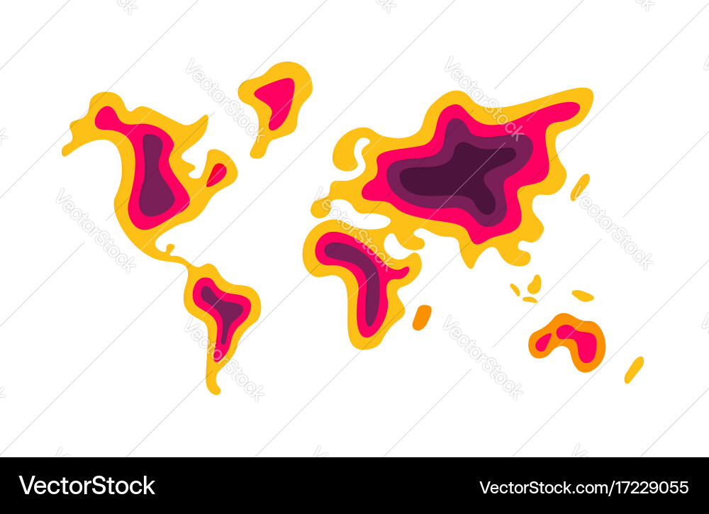 Paper cut world map cutout design Royalty Free Vector Image