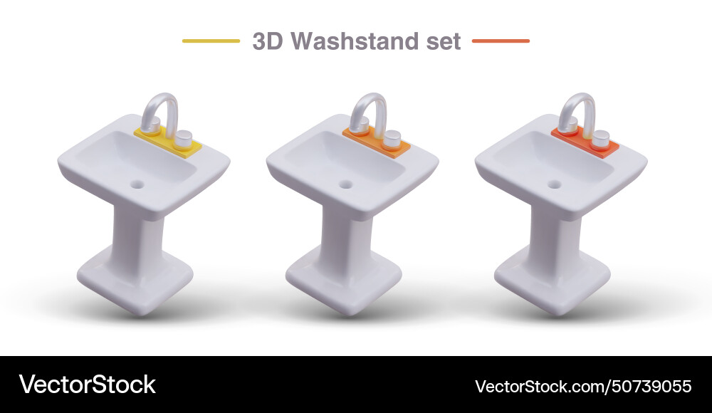 Realistic wash basin top view washstand set sinks Vector Image