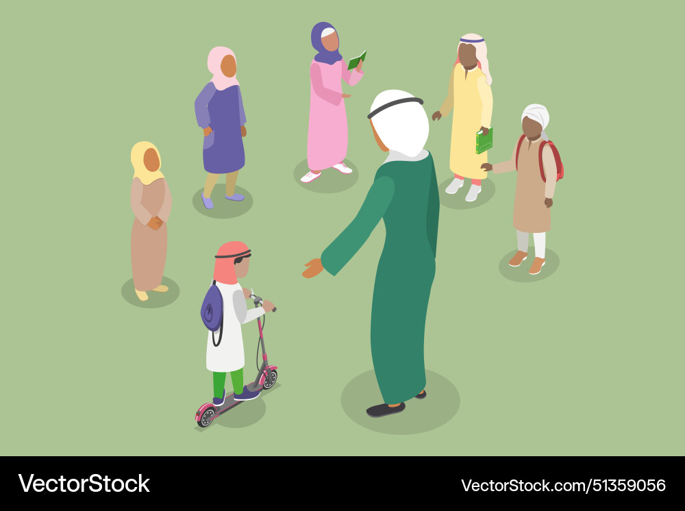 3d isometric flat of muslim Royalty Free Vector Image