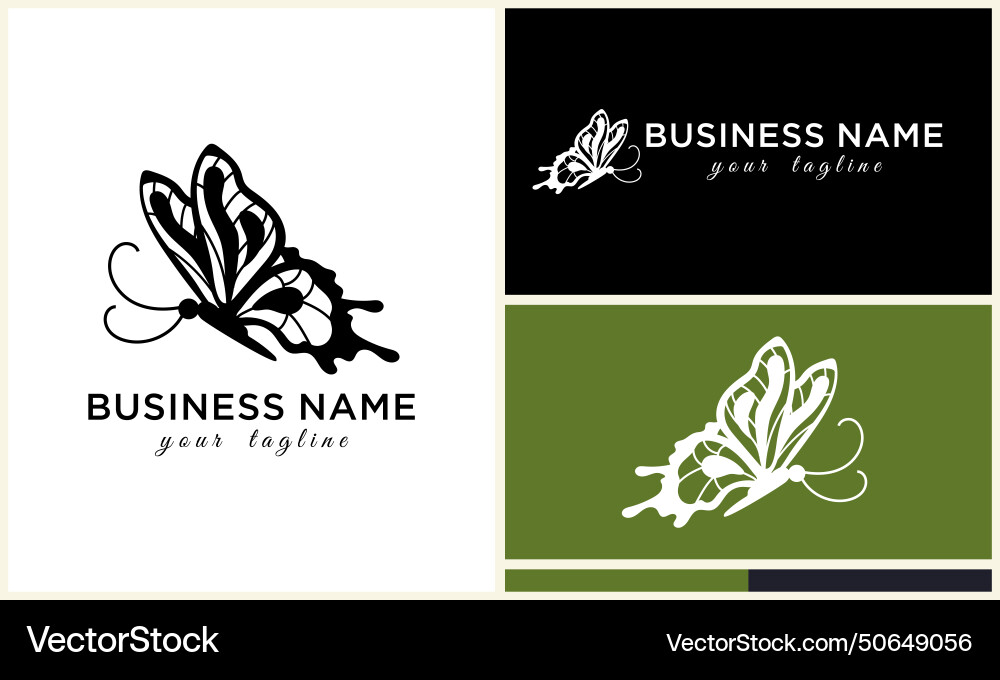 Butterfly line logo template Royalty Free Vector Image