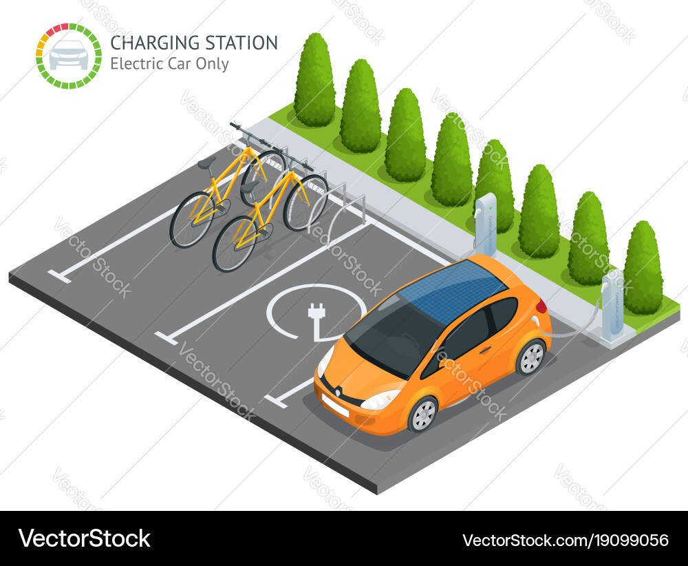 Electric Car Charging Station Royalty Free Vector Image