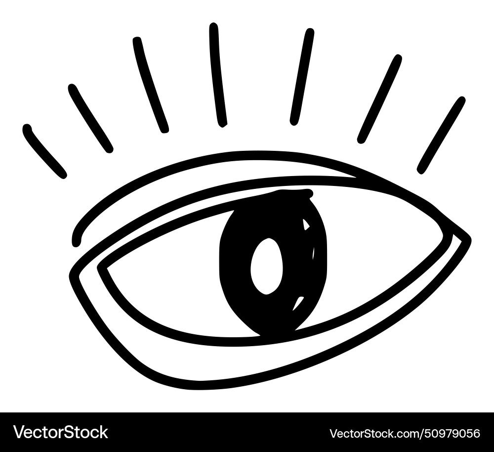 Hand drawn eye icon in simple doodle style open Vector Image
