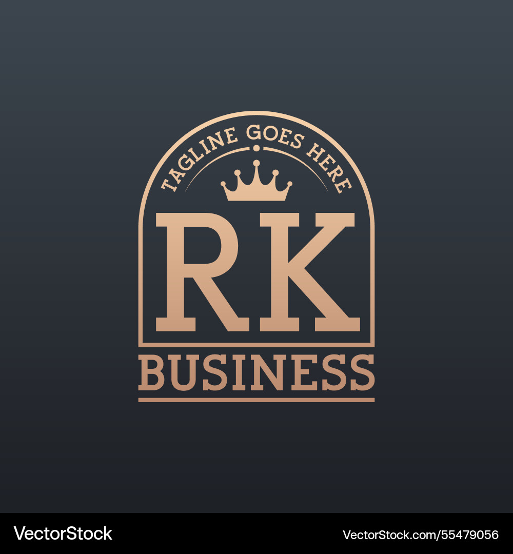 Luxury rk logo with crown elegant letter Vector Image