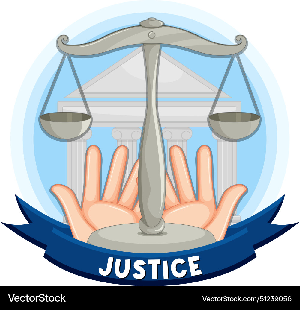Scales hands and courthouse Royalty Free Vector Image