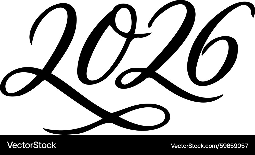 2026 Handwritten Font - Black & White Vector Image
