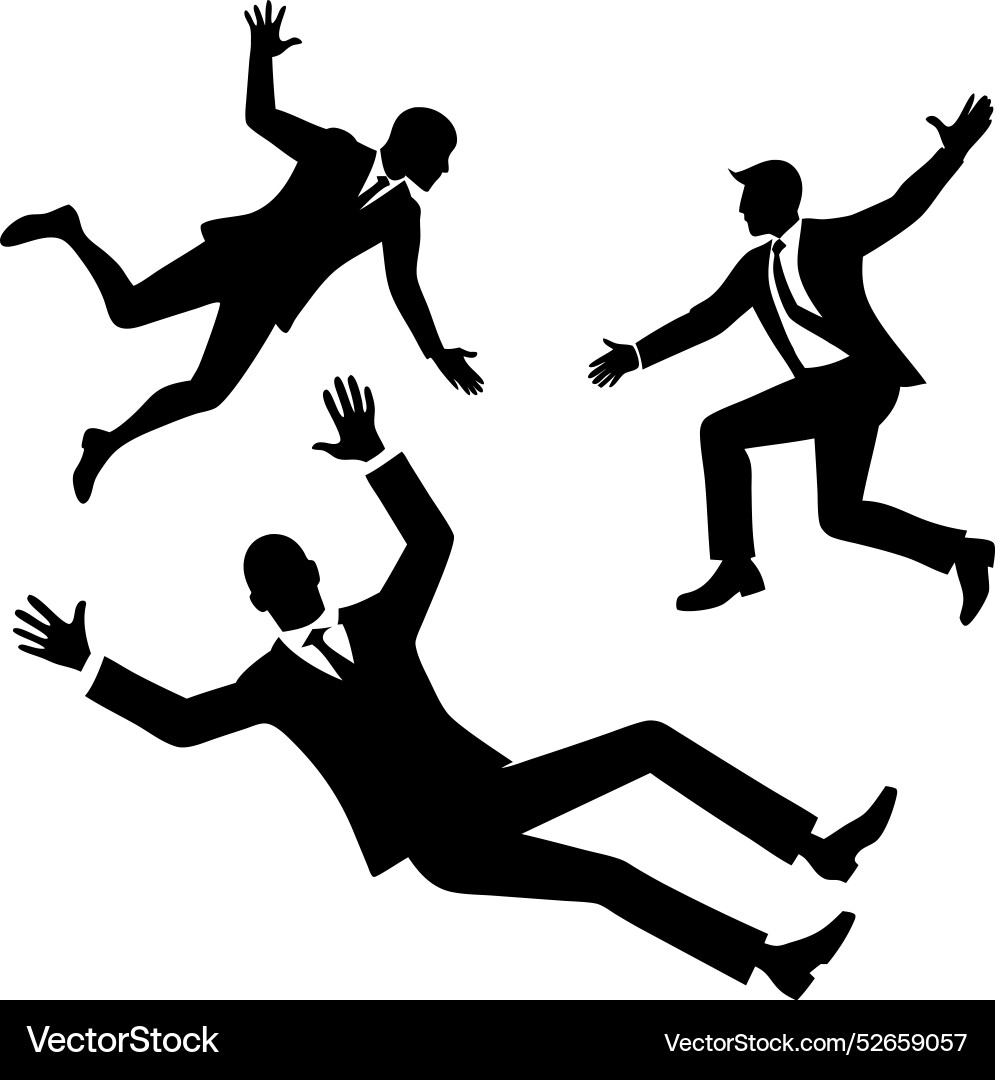 Business people jumping and falling silhouette 1 Vector Image