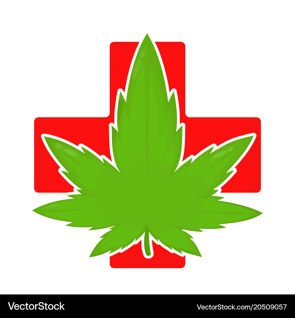 Cannabis Leaf Pharmacy Icon Royalty Free Vector Image