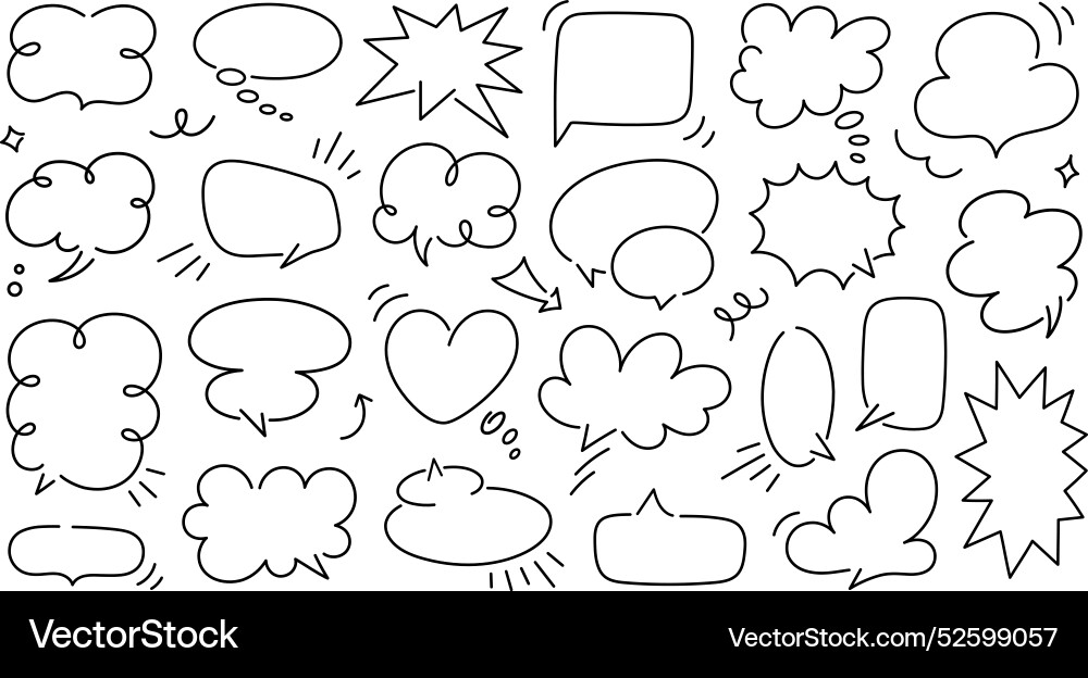 Collection of hand drawn speech bubbles comic Vector Image