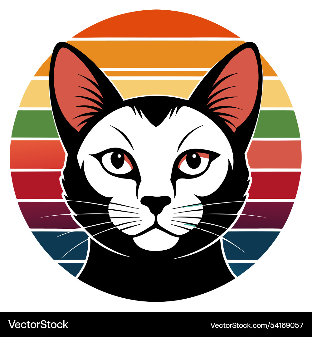Cute cat head design for t-shirts and apparel Vector Image