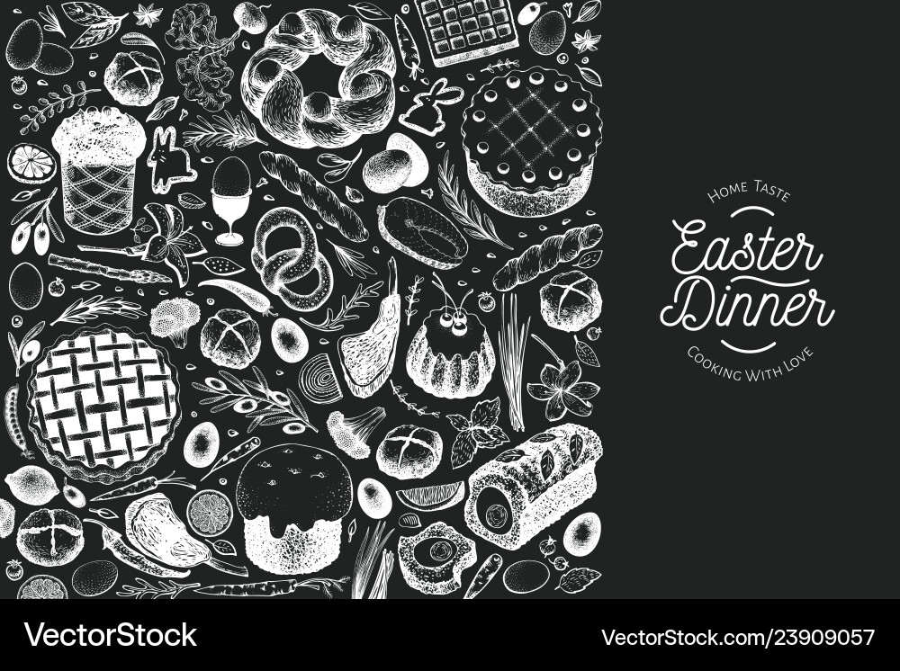 Easter dinner banner template hand drawn Vector Image